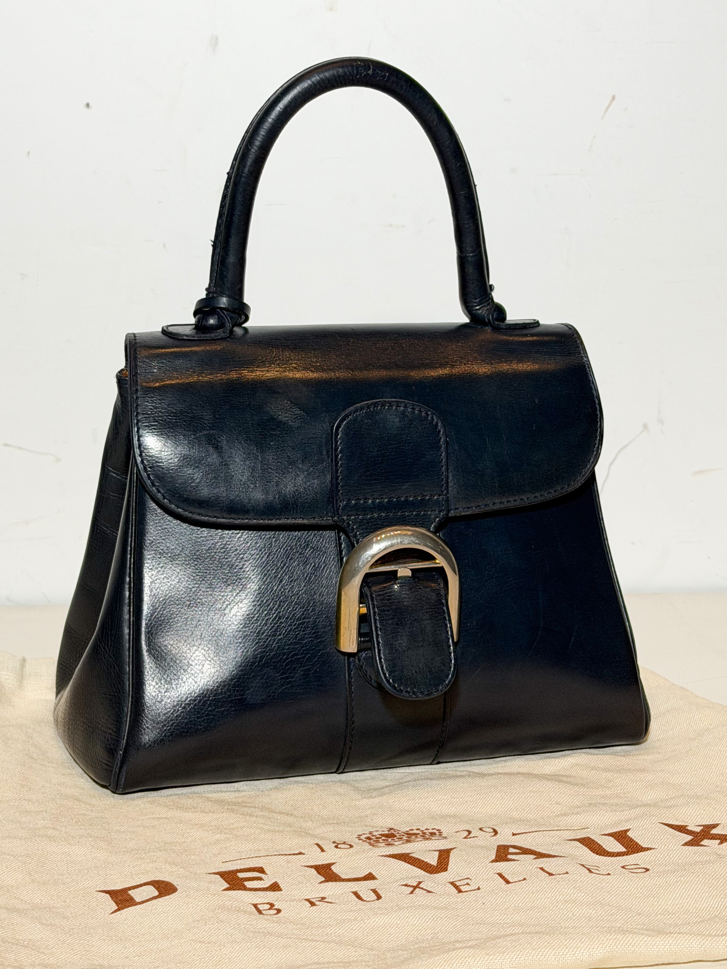 Vintage Delvaux Brillant PM Dark Blue | Troc Leuven